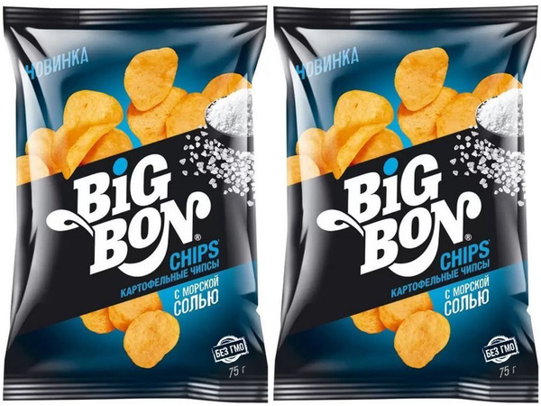 BIGBON Чипсы с морской солью, 75 г, 2 уп купить на OZON по низкой цене (1758408759)