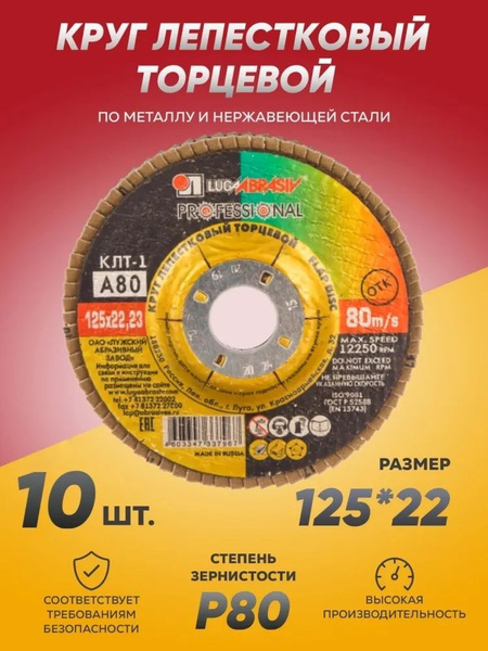 Круг лепестковый Луга Абразив торцевой КЛТ1 (прям.) Professional 125 х ...