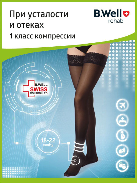Чулки компрессионные B.Well черный, 1 класс компрессии - купить с ...