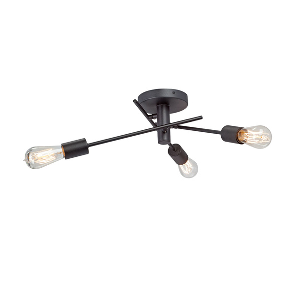 Люстра потолочная Vitaluce V3964-1/3PL, 3 лампы, E27 макс. 40Вт, 9 м2, цвет чёрный матовый ...