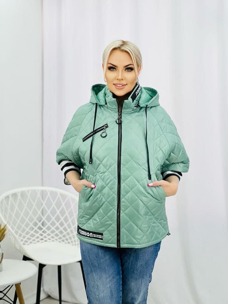 Жилет Женский Jyldyz темно-зеленый, размер 58 оверсайз Молния Однотонный Вечерний/праздничный ...