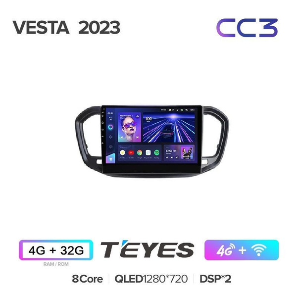 Магнитола Lada Vesta NG 2023 Teyes CC3 4/32Гб ANDROID 8-ми ядерный процессор, QLED экран, DSP ...