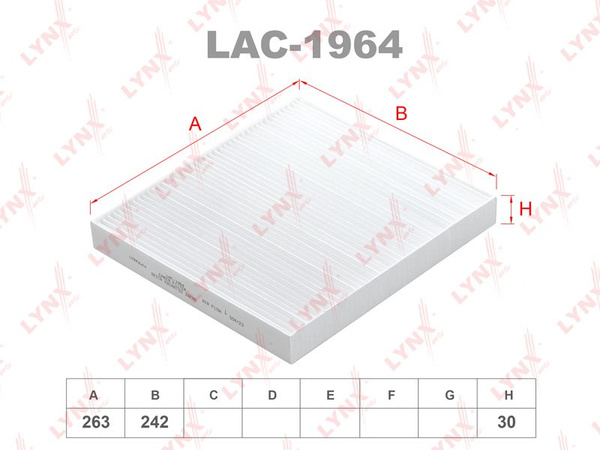 Фильтр салонный LYNXauto LAC-1964. Для: DODGE Durango(WD) 11> / JEEP Grand Cherokee IV(WK-WK2 ...
