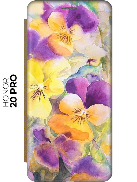Чехол-книжка Сиреневые и желтые цветы на Honor 20 Pro / Хонор 20 Про ...