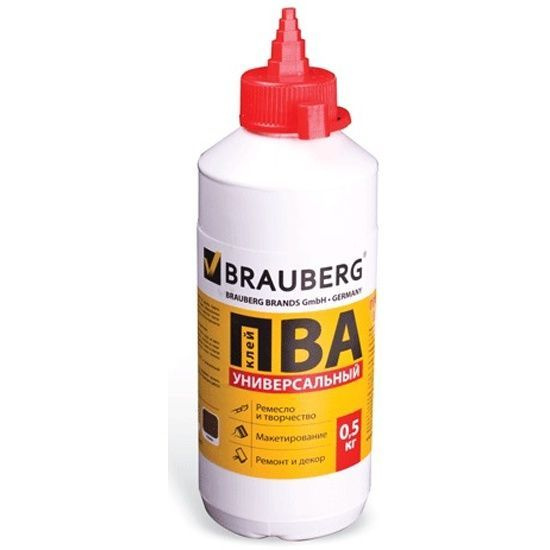 Клей ПВА Brauberg 500г, универсальный (бумага, картон, дерево) 500 мл ...