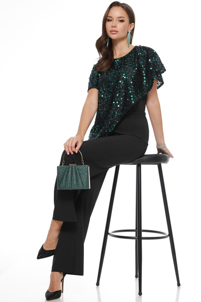 Костюм классический Женский DStrend темно-зеленый, черный, размер 46 Полиэстер Россия На любой ...