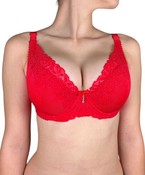 Бюстгальтер Женский VE.NU.S на косточках, размер 80C красный Полиамид, Эластан Повседневный ...