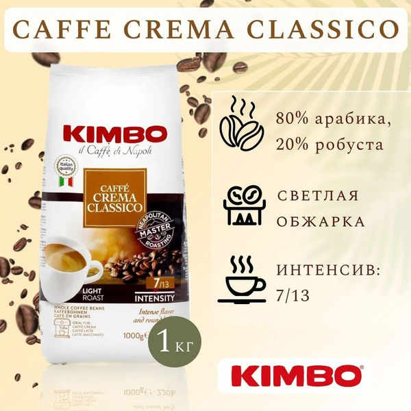 Кофе в зернах Kimbo Caffe Crema Classico, 1 кг - купить с доставкой по ...