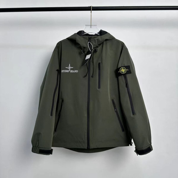 Пальто Stone Island, Зима, размер 48, цвет зеленый, Смесовая ткань ...