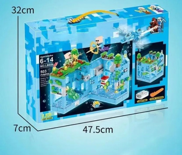 Конструктор Майнкрафт Minecraft / 503 деталей светящийся с LED-подсветкой / "Битва в Водной ...