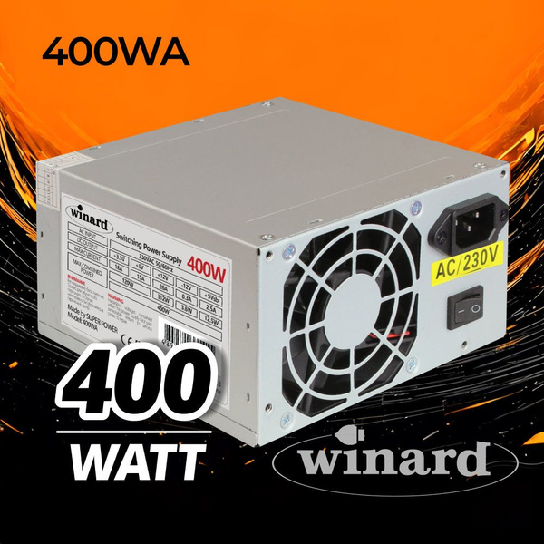 Блок питания Winard 400 W (400WA) ATX, 8cm fan, 20+4pin, CPU (4), 2*SATA, 2*IDE, Industrial ...