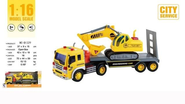 Набор машинок Junfa Эвакуатор с экскаватором 1:16 фрикционный свет звук - купить с доставкой по ...