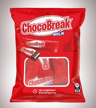 Печенье в шоколаде CRAFERS "CHOCO BREAK"с молочной начинкой, пакет 180 ...