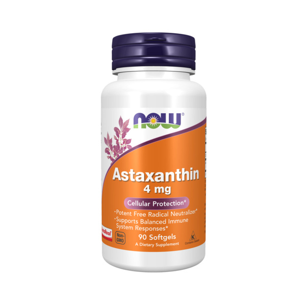 Астаксантин, NOW Astaxanthin, 4 мг - 90 капсул (капс массой 750 мг ...