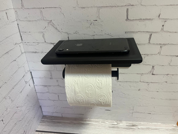 KOGGO Держатель для туалетной бумаги с полочкой для телефона(черный ...