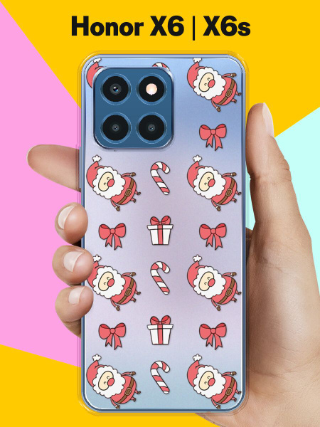 Новогодний чехол на Honor X 6 / Honor X 6s Машина с подарками / для ...