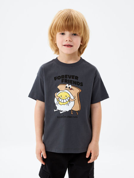 Футболка Sela, размер 110, цвет темно-серый, 100% хлопок - купить по выгодной цене в интернет ...