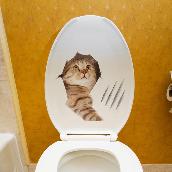 Наклейка на туалет с мультяшным котом Необязательный - купить с ...