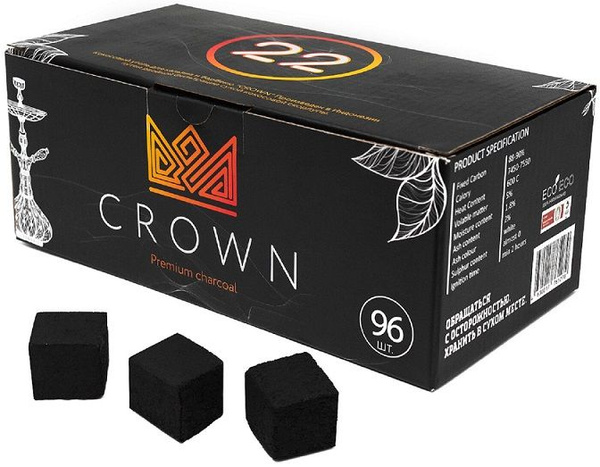 Уголь для кальяна кокосовый CROWN, 96 кубиков 22 мм. - купить с ...