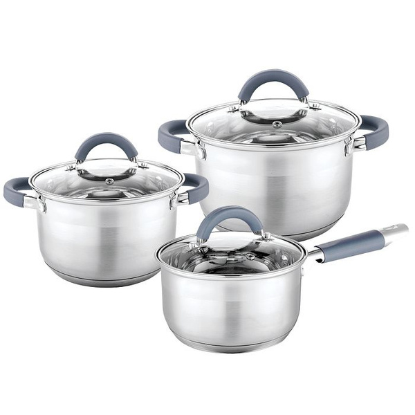 Webber Набор кастрюль BE-634/6, Нержавеющая сталь, 2 л, 3 л, 4 л купить ...