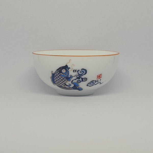Пиала для чая Fujian Province Guang Fu Tea "Синяя рыбка", 50 мл ...