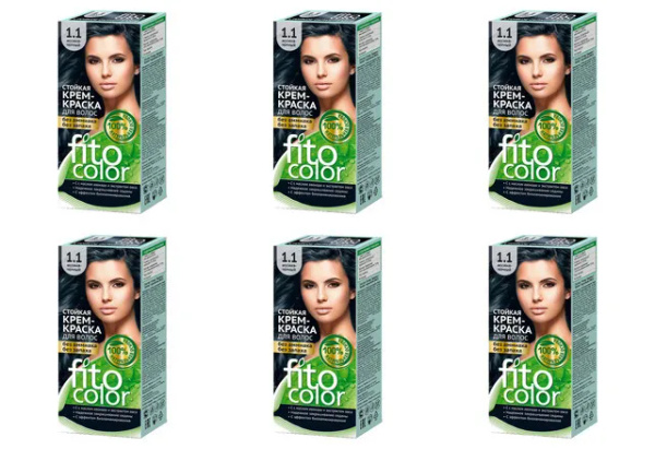 Fito Косметик Стойкая крем-краска для волос ,Fitocolor, тон Иссиня черный, 115мл, 6 шт. - купить ...