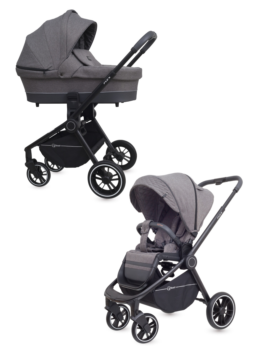 Коляска детская универсальная Rant Flex Trends 2021 RA062 2 в 1 с увеличенной спинкой, Grey ...