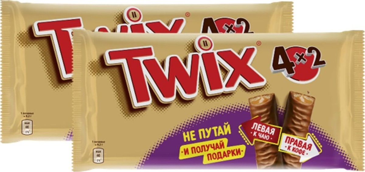 Шоколадный батончик Twix, 2 пачки ( 4 шт по 55 г) — купить в интернет-магазине OZON с быстрой ...