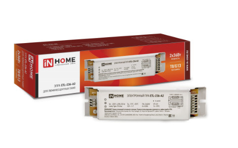 IN HOME ЭПРА для люминесцентных ламп ETL-236-А2 2х36Вт Т8/G13 ...