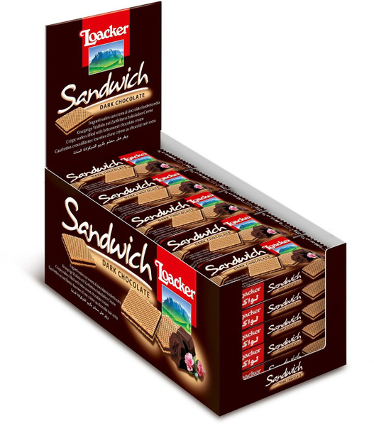 Loacker Вафли Sandwich с кремом из темного шоколада, 25 г, 25 шт ...