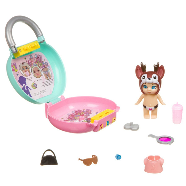 Набор игровой Bondibon Куколка OLY в шапочке с животным и аксессуарами в чемоданчике на кодовом ...