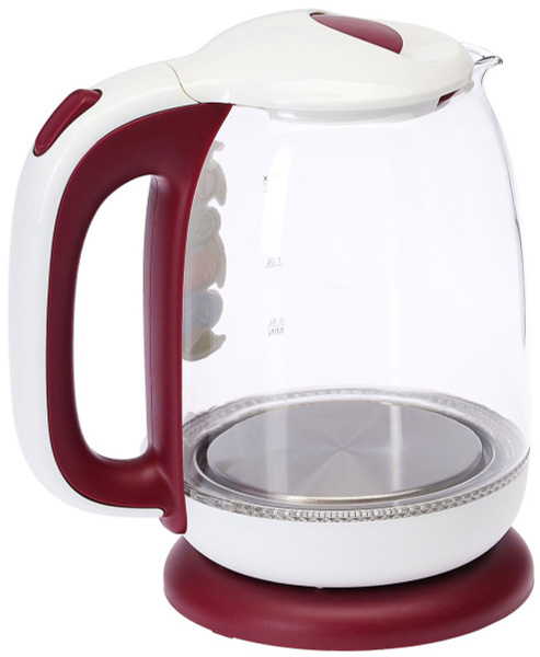 Купить электрический чайник WILLMARK WEK-1704G Белый/красн, Пластик/стекло по низкой цене ...