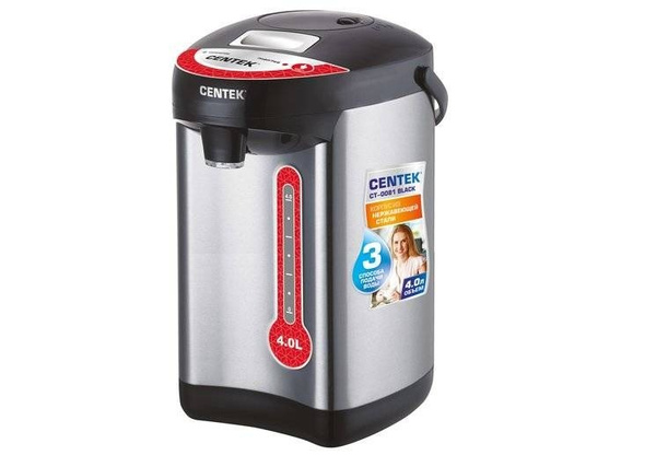 Термопот Centek CT-0081 Black (черн), 4л, 750Вт, 3 способа подачи воды ...