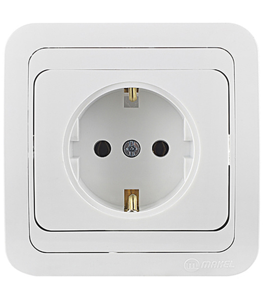 Розетка с рамкой Makel Mimoza 12028 скрытая установка белая с заземлением - купить по низкой ...
