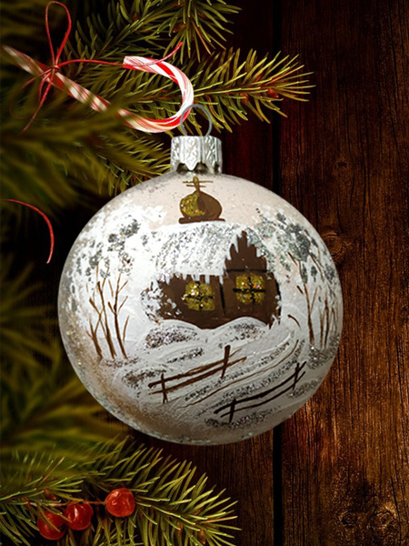 Елочный шар Dekart / Декарт "Новый год 2025 украшения шар большой стекло подарок новогодний ...