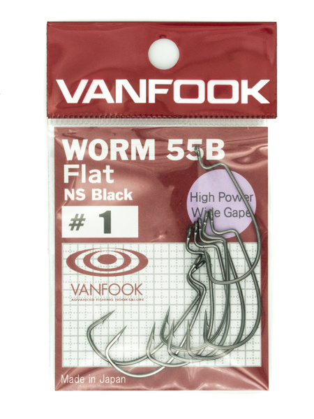 Крючки офсетные Vanfook Worm 55B Flat, NS Black, #1 купить на OZON по низкой цене (402372404)