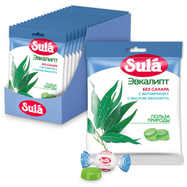 Леденцы без сахара Sula Эвкалипт, 20 шт по 60 г - купить с доставкой по выгодным ценам в ...