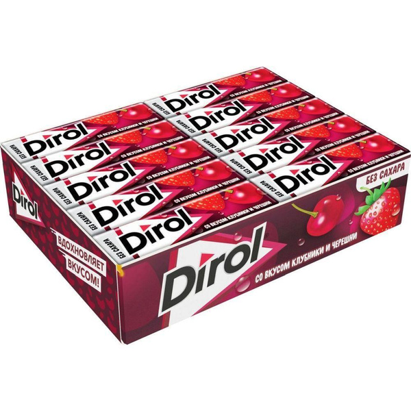 DIROL / ДИРОЛ Жевательная резинка, Клубника черешня, Шоубокс, 13.6г ...