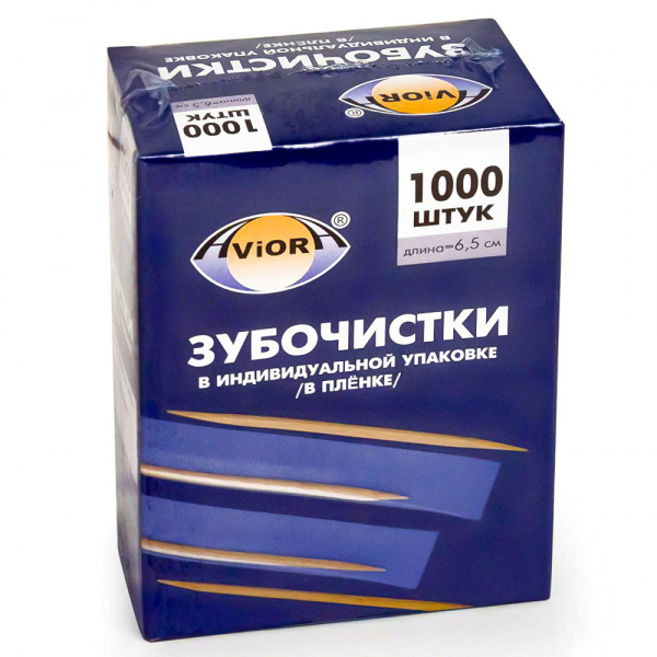 Зубочистки бамбуковые 1000 штук/ Зубочистки в индивидуальной упаковке ...