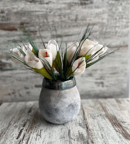 Купить 01130 Искусственные цветы декоративные Набор Крокусов белых 11