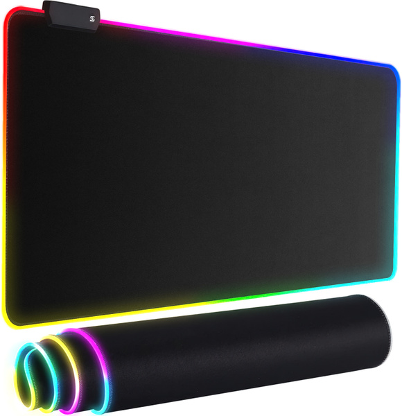 Игровой коврик для мышки большой с подсветкой RGB компьютерный ...