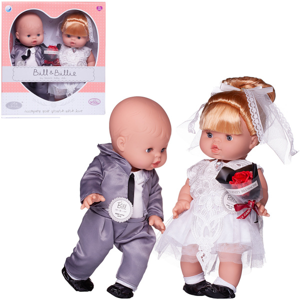 Пупс-кукла Junfa Baby Ardana 2шт (мальчик в сером костюме и девочка в белом платье) с ...