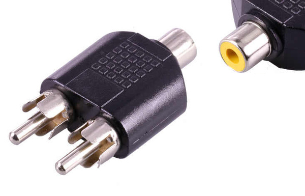 Переходник гнездо RCA - 2 штекер RCA пластик - купить с доставкой по ...
