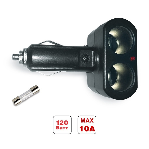 Разветвитель прикуривателя 12/24V (на 2 выхода) AVS CS202, 43225 купить по низкой цене с ...