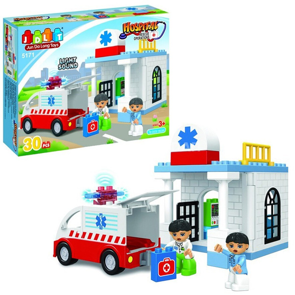 Конструктор JDLT Госпиталь (Hospital) "Станция Скорой помощи с машиной" со звуком и светом, 30 ...