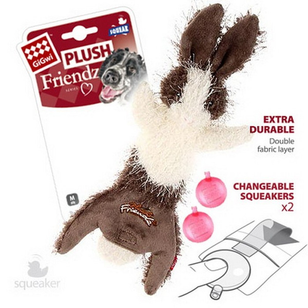 Игрушка для собак, GiGwi, заяц, шкурка с пищалкой 47 см., 1 шт ...