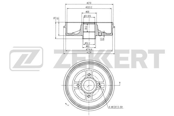 Барабан тормозной ZEKKERT BS5444 зад. 43206AX650 NISSAN Nissan Micra ...