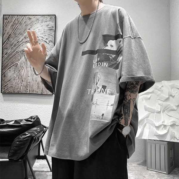 Футболка Мужской, Женский CHAOPAI темно-серый Короткий, размер 64 Полиэфирное волокно ...