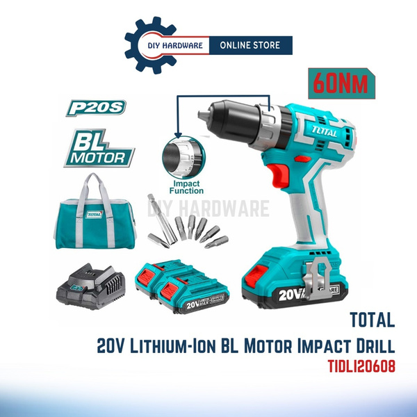 Дрель-шуруповерт TOTAL Li-ion БЩМ 20в 2,0Ач А2 , TIDLI20608, От ...