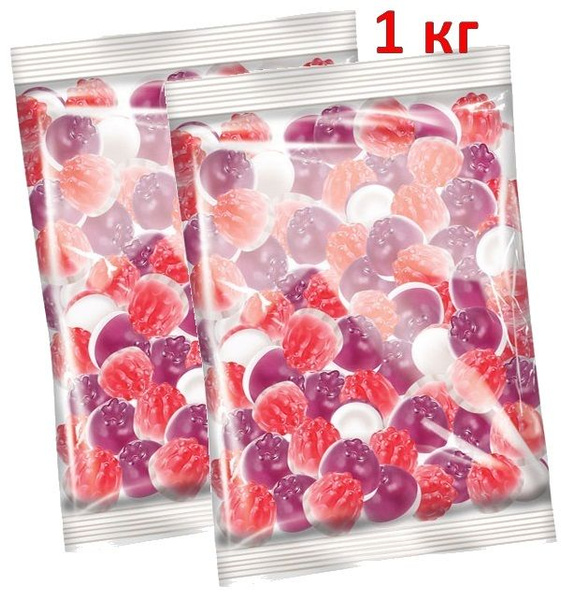 Жевательный мармелад Маяма с желейной начинкой со вкусом малины и черники сливками KDV (КДВ), 2 ...